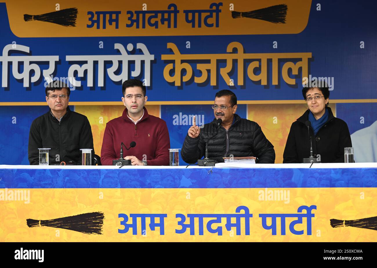 NEW DELHI, INDIA - DECEMBER 29: AAP convenor Arvind Kejriwal along with ...