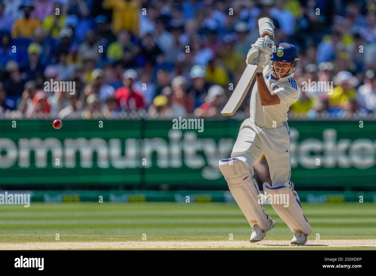 India's Yashasvi Jaiswal bats during play on the last day of the fourth ...