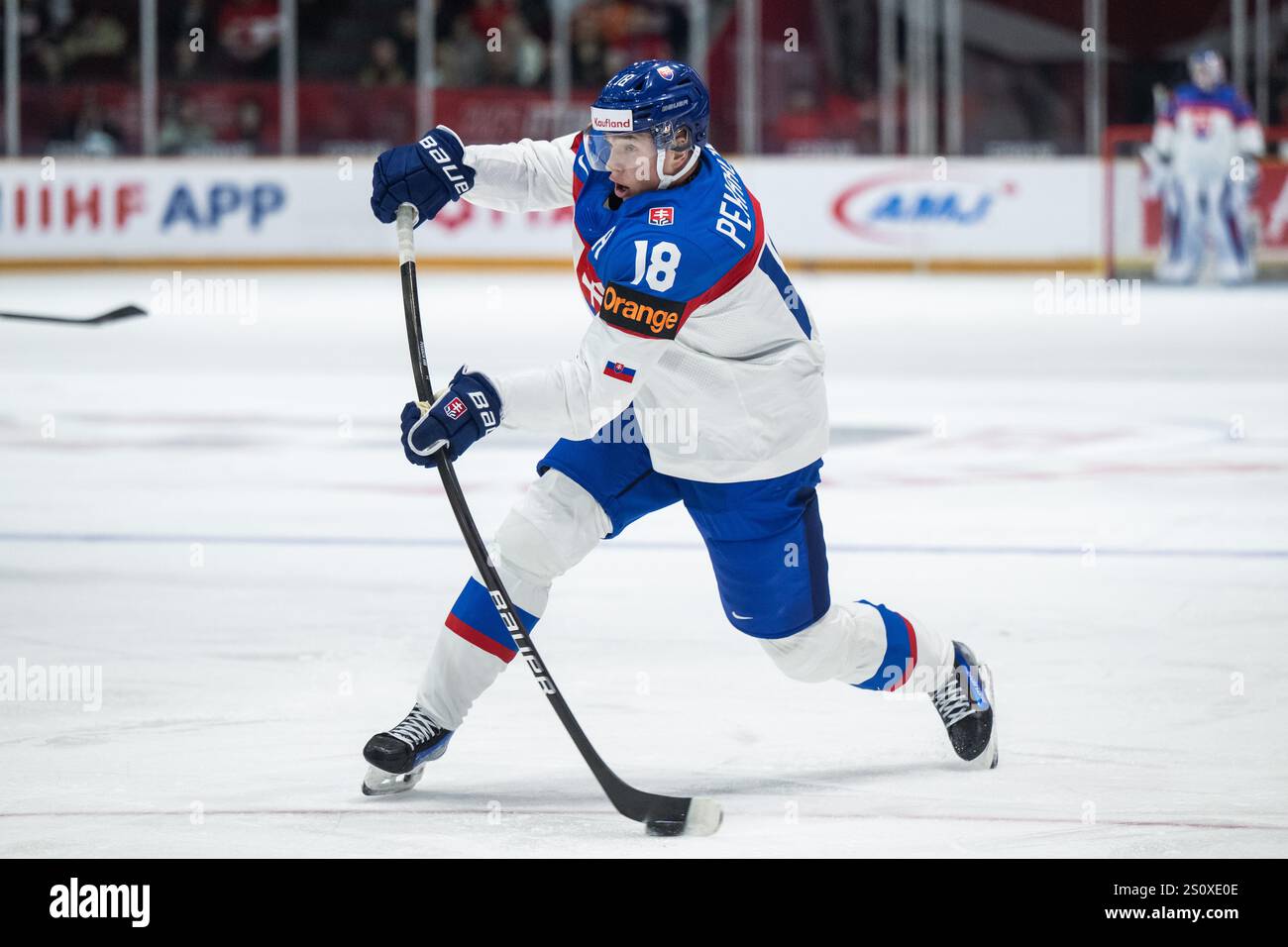 Juraj Pekarcik of, Slovakia. , . during the 2025 IIHF World Junior ...