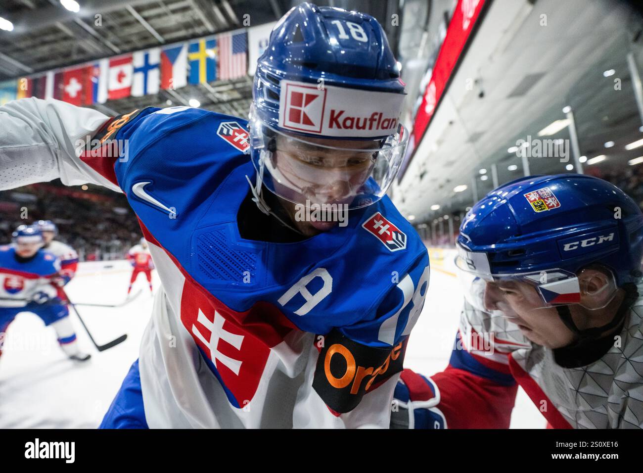 Juraj Pekarcik of, Slovakia. , . during the 2025 IIHF World Junior ...