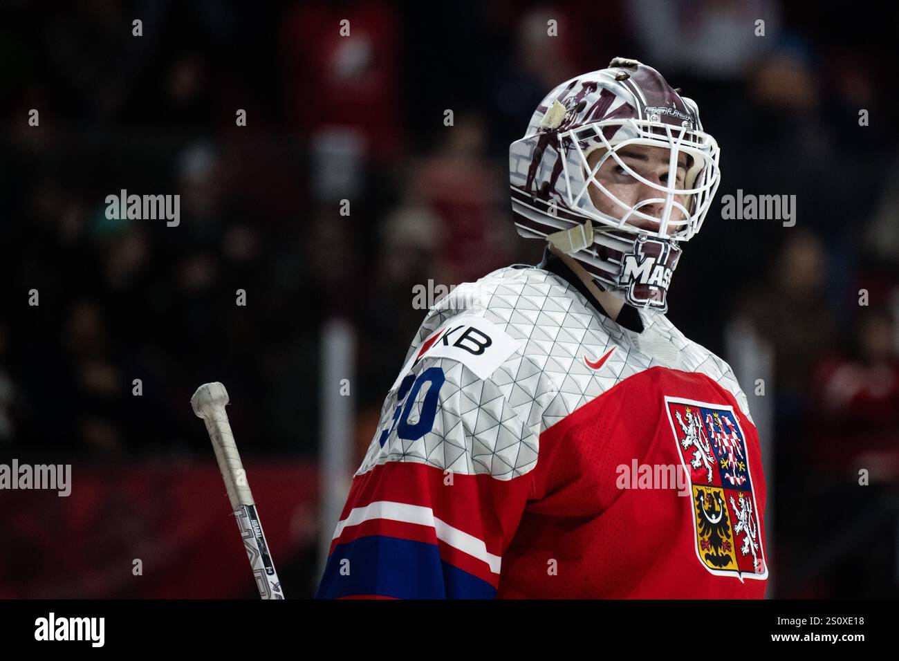 Goaltender Michael Hrabal of, Czech Republic. , . during the 2025 IIHF ...