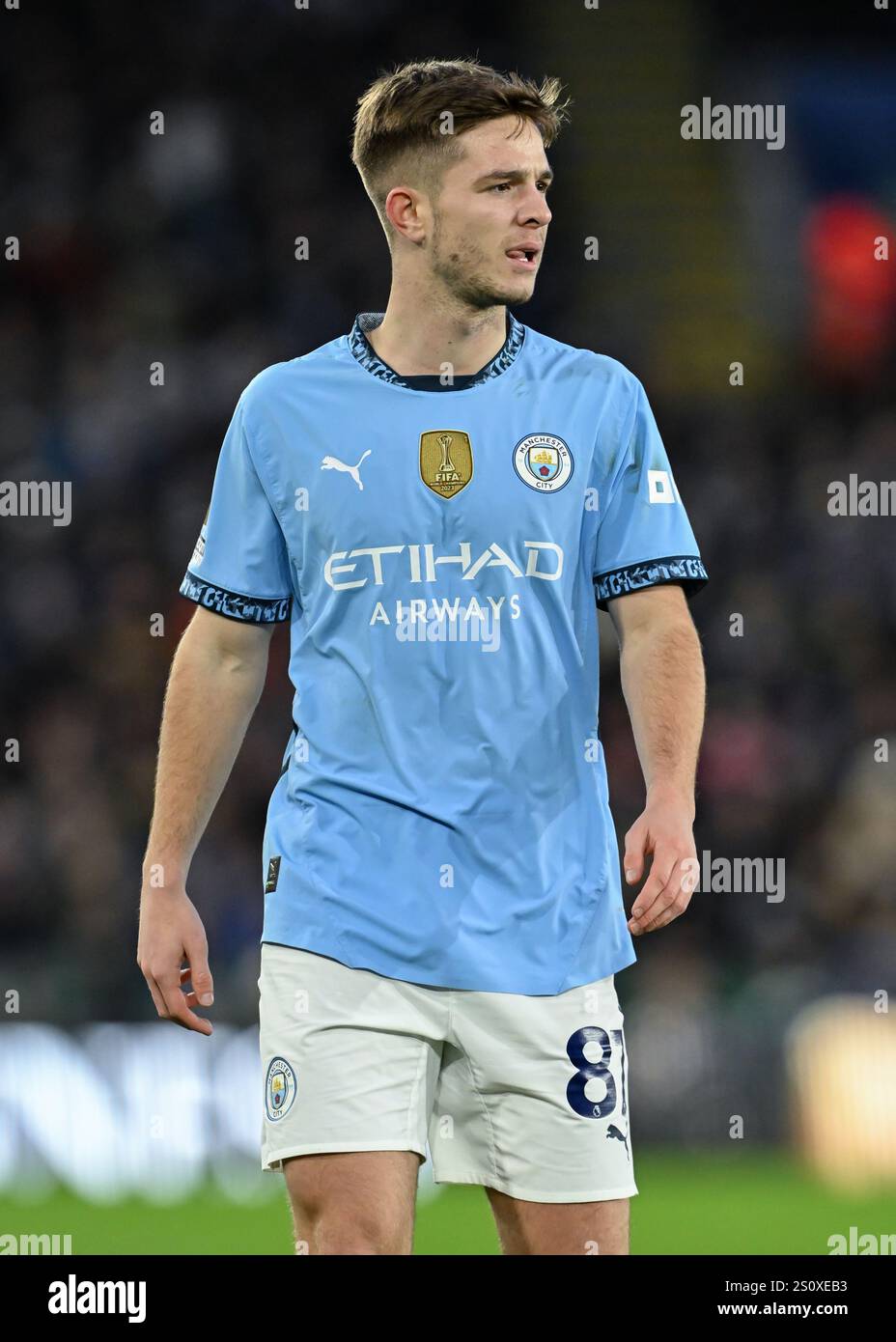 Leicester, UK. 29th Dec, 2024. James McAtee of Manchester City during ...