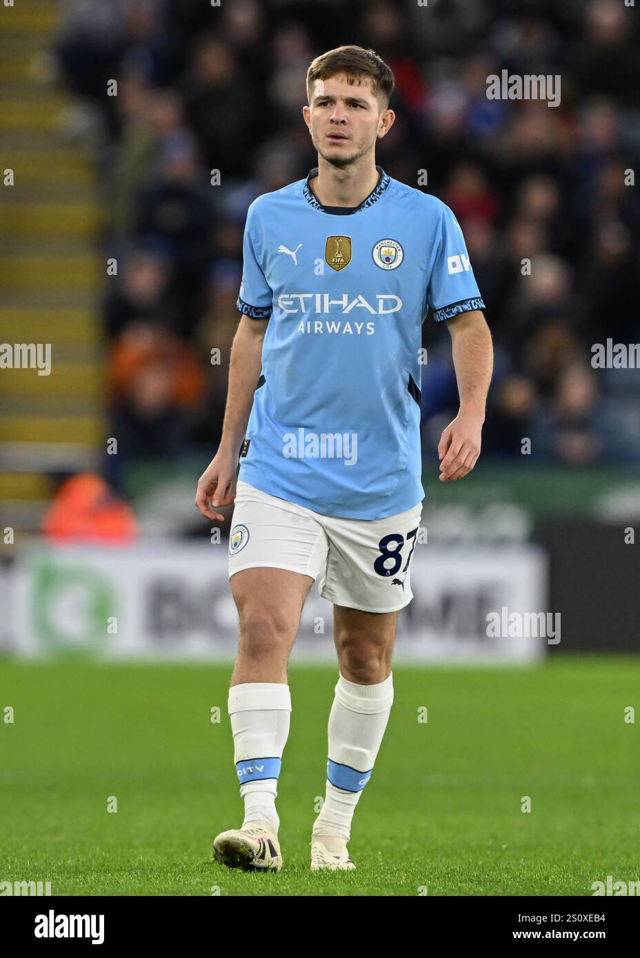 Leicester, UK. 29th Dec, 2024. James McAtee of Manchester City during ...