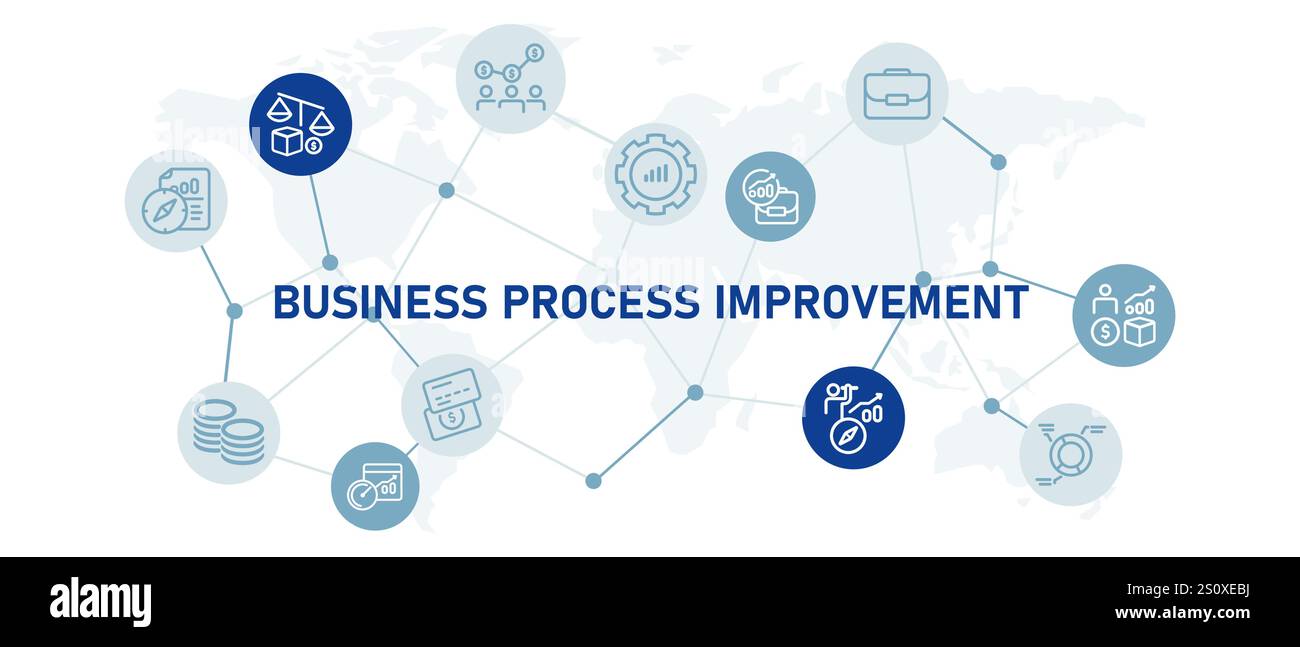 Business process improvement concept icon set optimization efficiency ...