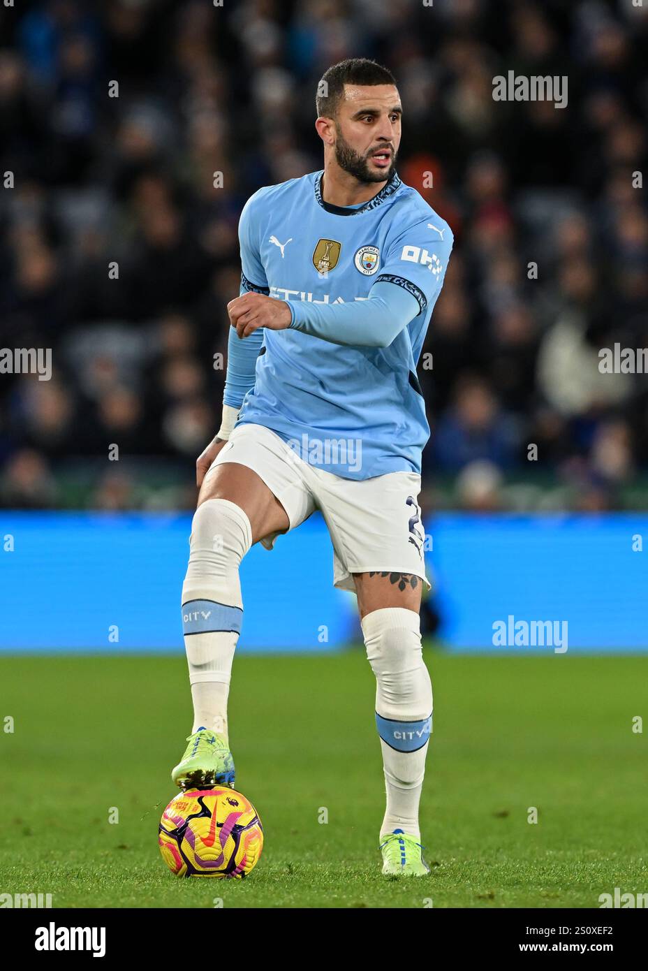 Leicester, UK. 29th Dec, 2024. Kyle Walker of Manchester City in action ...