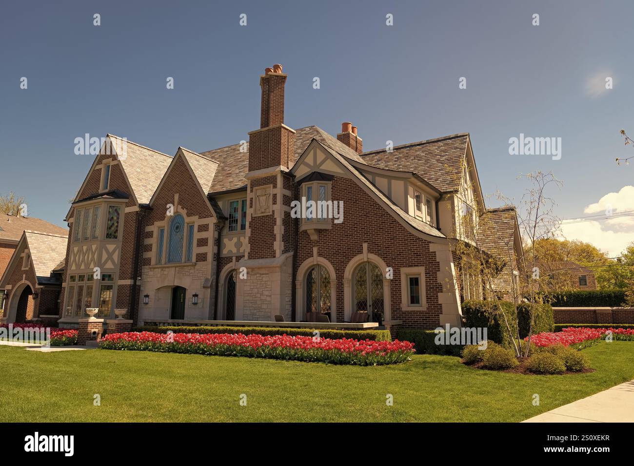 residential building house outdoor. suburban cottage house in ...