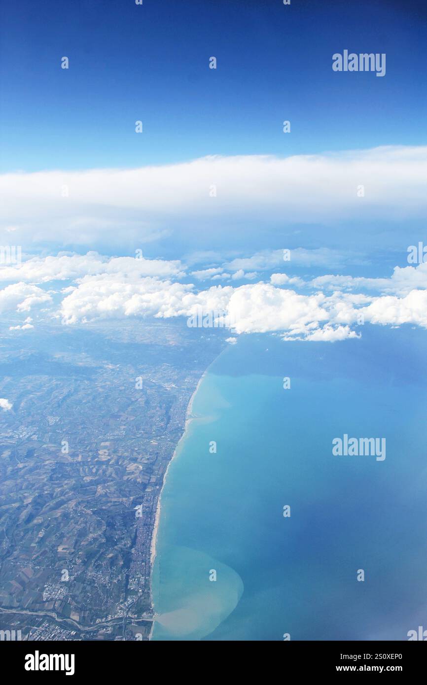 Italian Coastline with Tiber River Flowing to the Sea. Mouth of Tevere ...