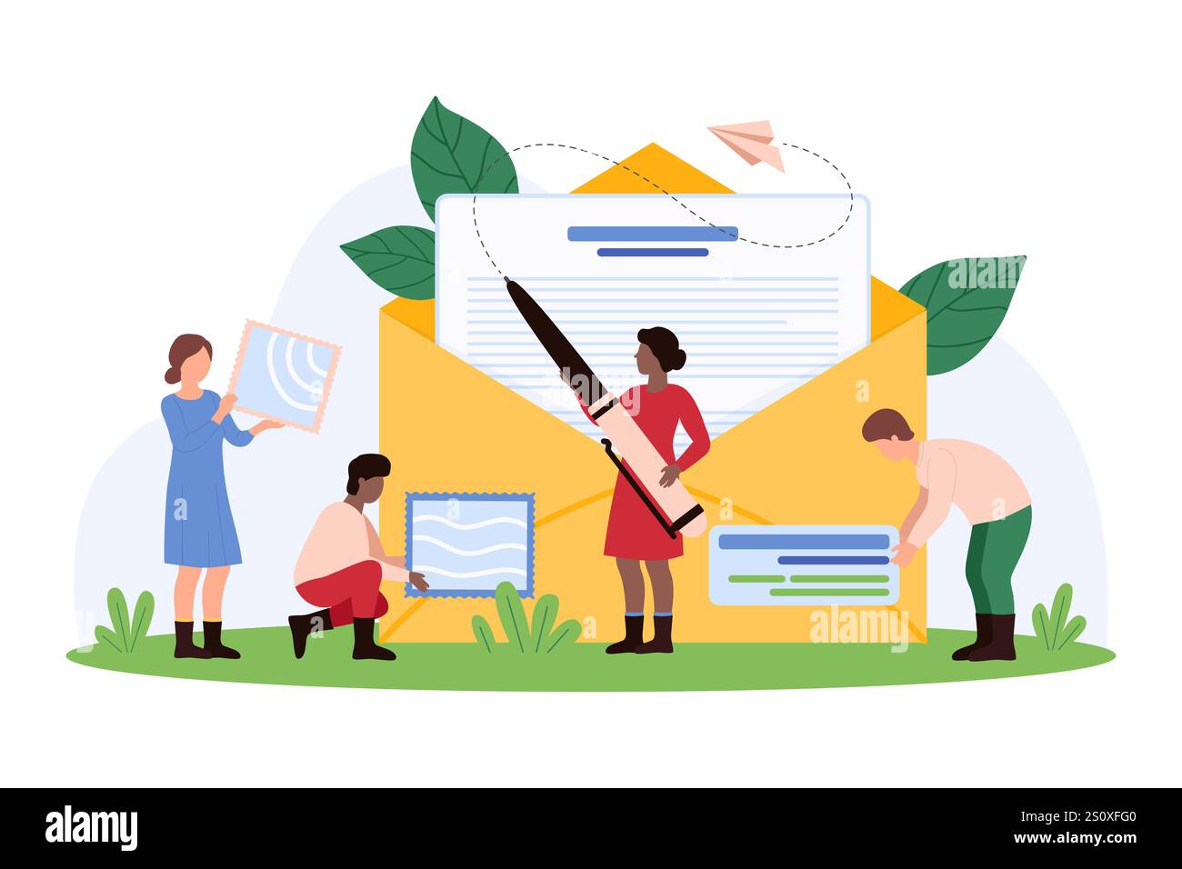 Letter and digital message, SMS and email writing, correspondence ...