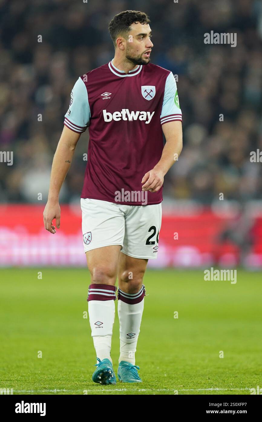 London, UK. 29th Dec, 2024. Max Kilman of West Ham United during the ...