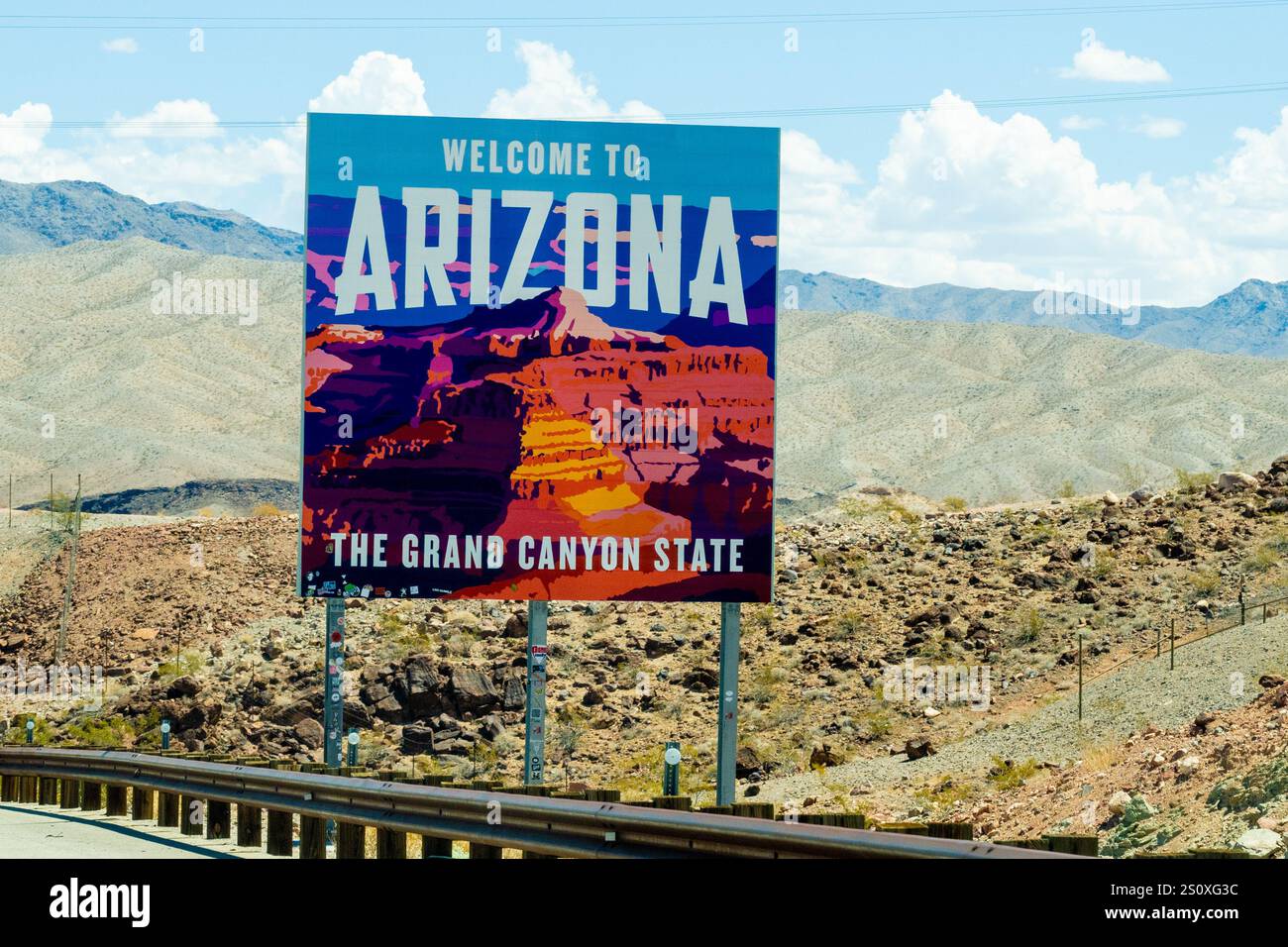 Arizona, USA. 19th Aug, 2024. Arizona Welcome sign on the U.S. Route 66 ...
