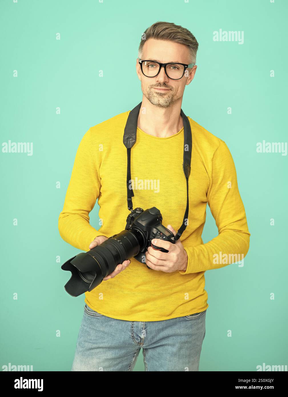 Photographer hold photo camera. Professional photography. Shooting ...