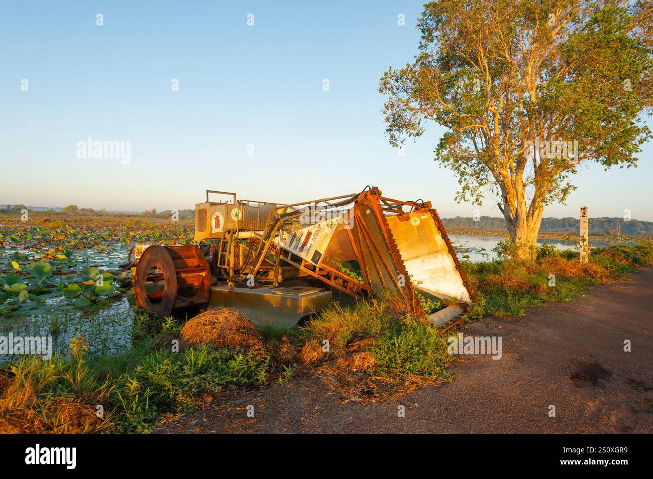 Aquatic Weed Harvester in the wetlands, Fogg Dam, Northern Territory ...