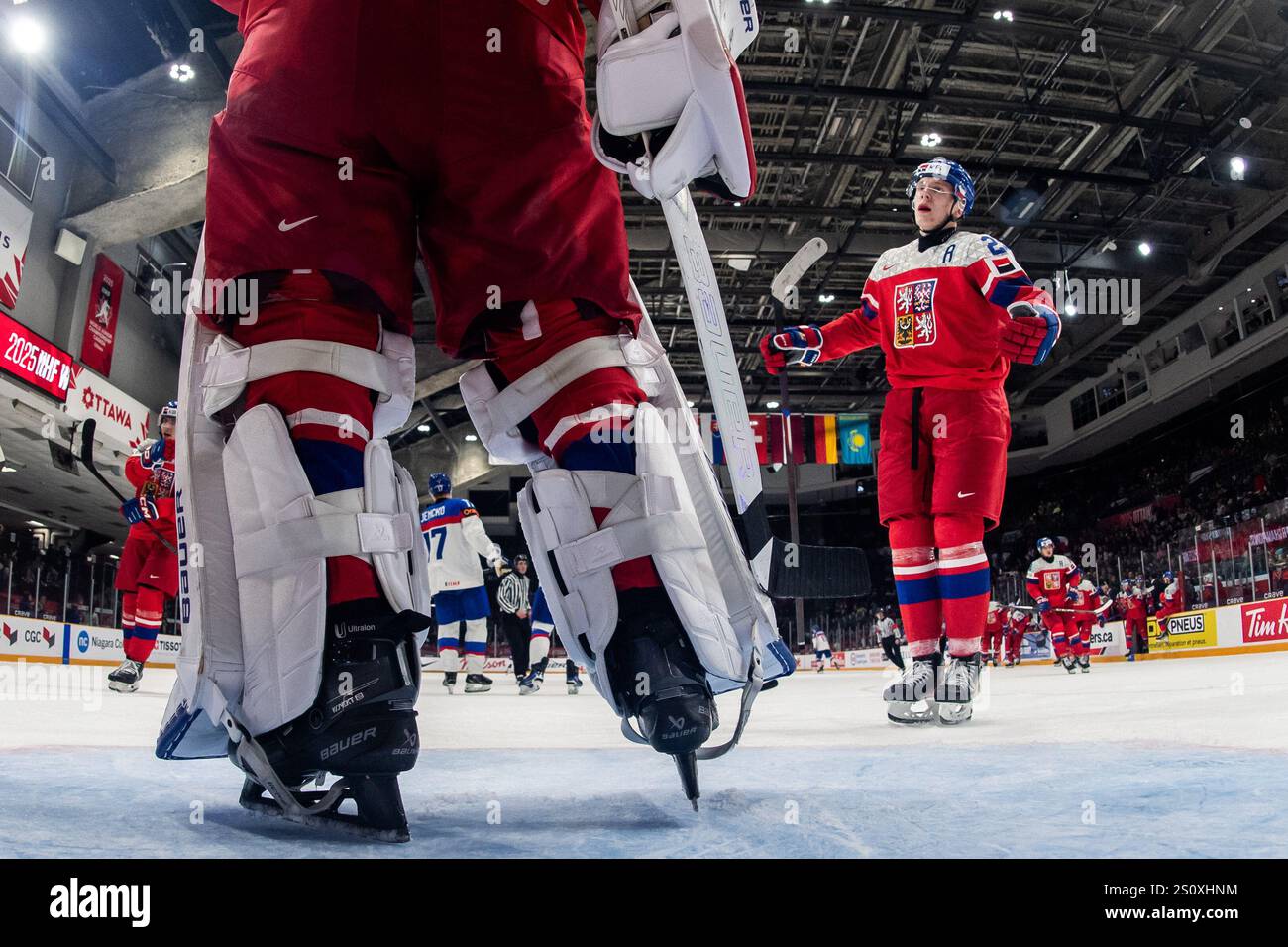 Vojtech Hradec of, Czech Republic. , . celebrates after the 2025 IIHF ...