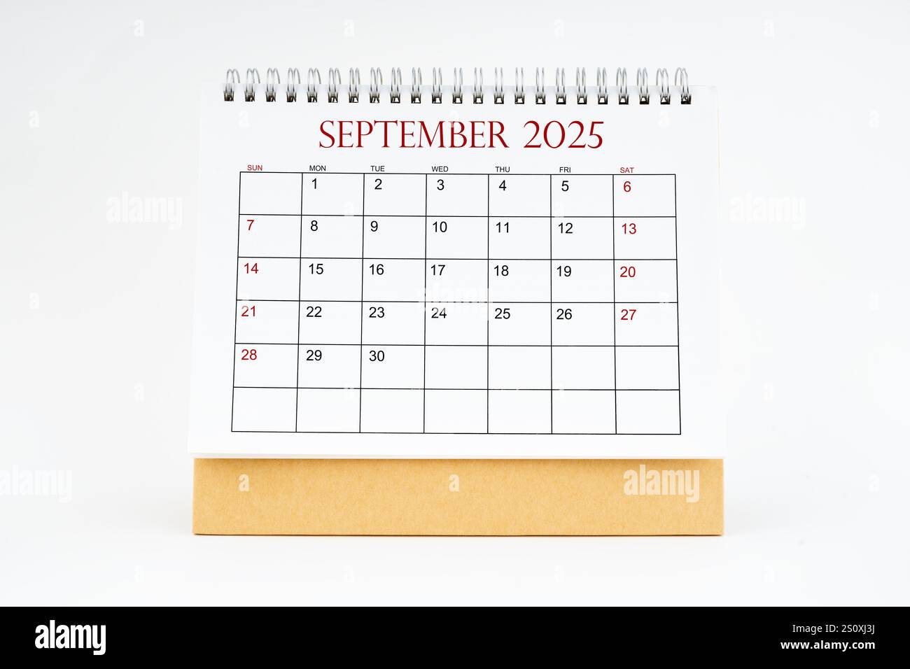 September 2025 desktop calendar isolated on white background, Planing ...