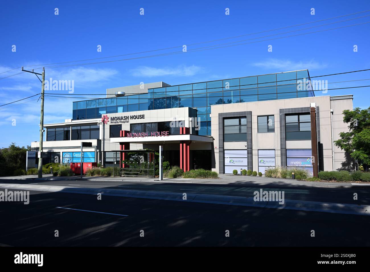 Exterior of Monash House Private Hospital, seen from across Clayton Rd ...