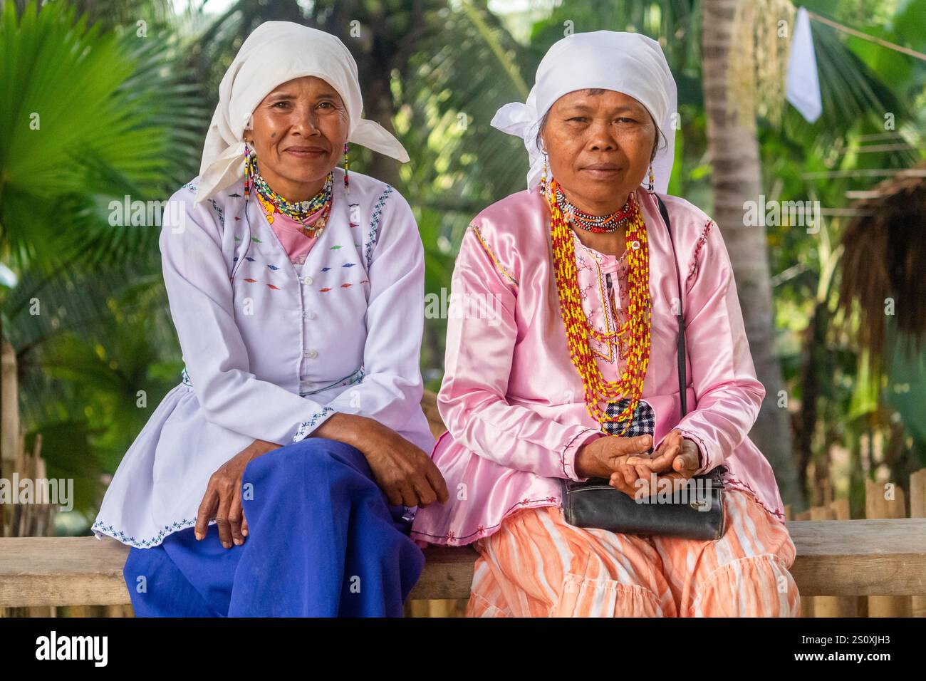 Two Arumanen Manuvu woman elders members of a Mindanao indigenous tribe ...