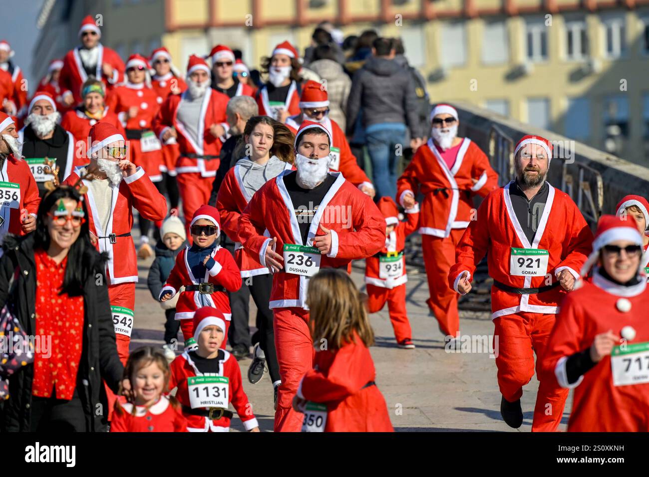Skopje, North Macedonia. 29th Dec, 2024. People dressed as Santa ...