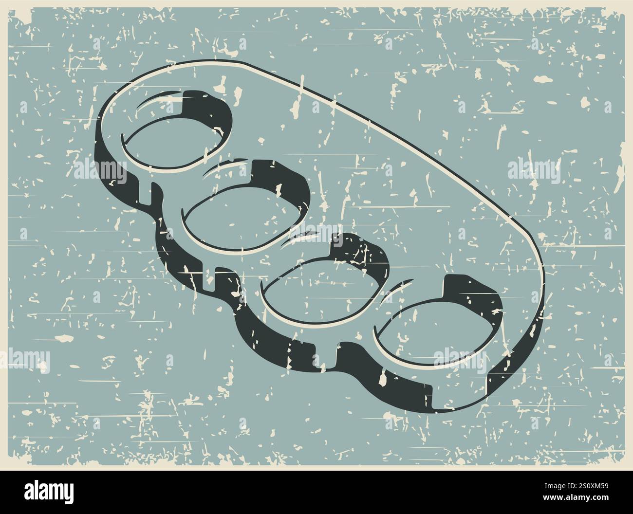 Stylized vector illustrations of a brass knuckles in retro poster style ...