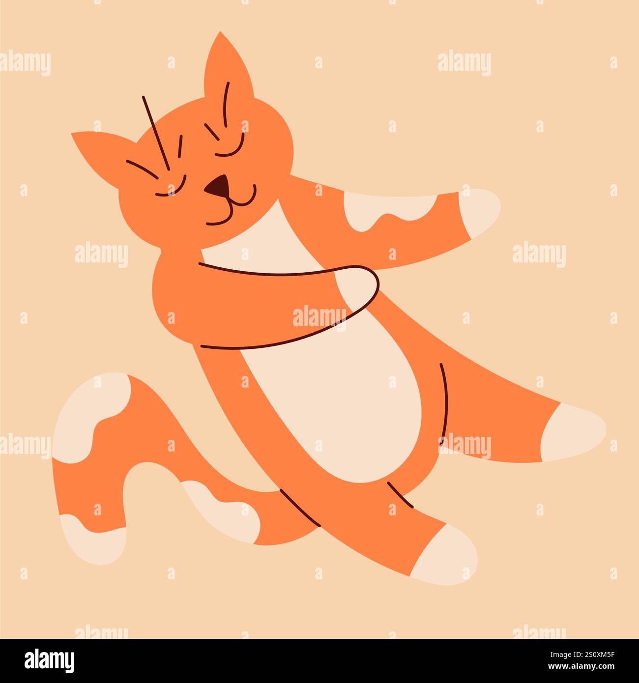 Cute Happy Cartoon Orange Cat Stock Vector Image & Art - Alamy