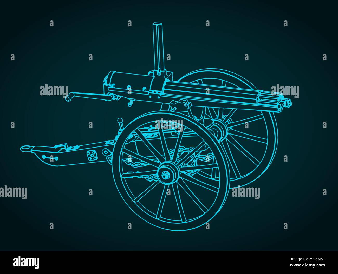 Stylized vector illustration of a gatling gun Stock Vector Image & Art ...