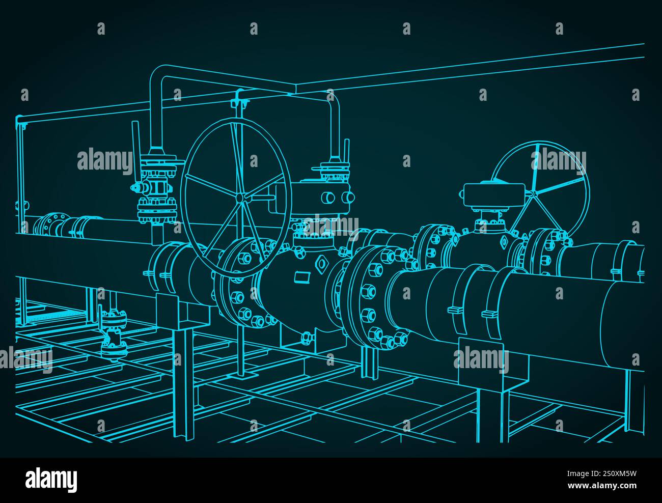 Stylized vector isometric illustration of a natural gas metering skid ...