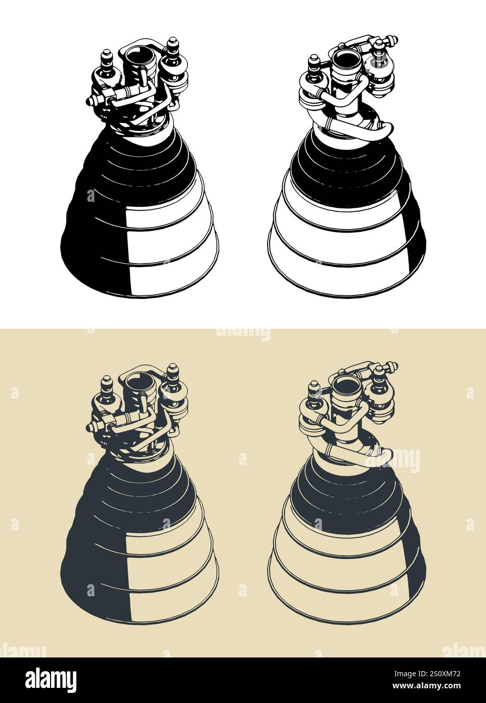 Stylized vector illustrations of rocket engine Stock Vector Image & Art ...