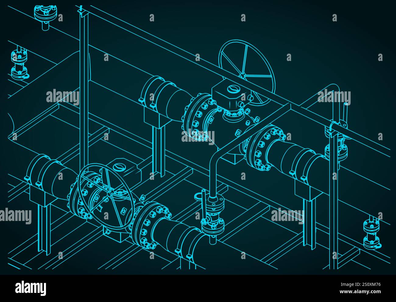 Stylized vector isometric illustration of a natural gas metering skid ...