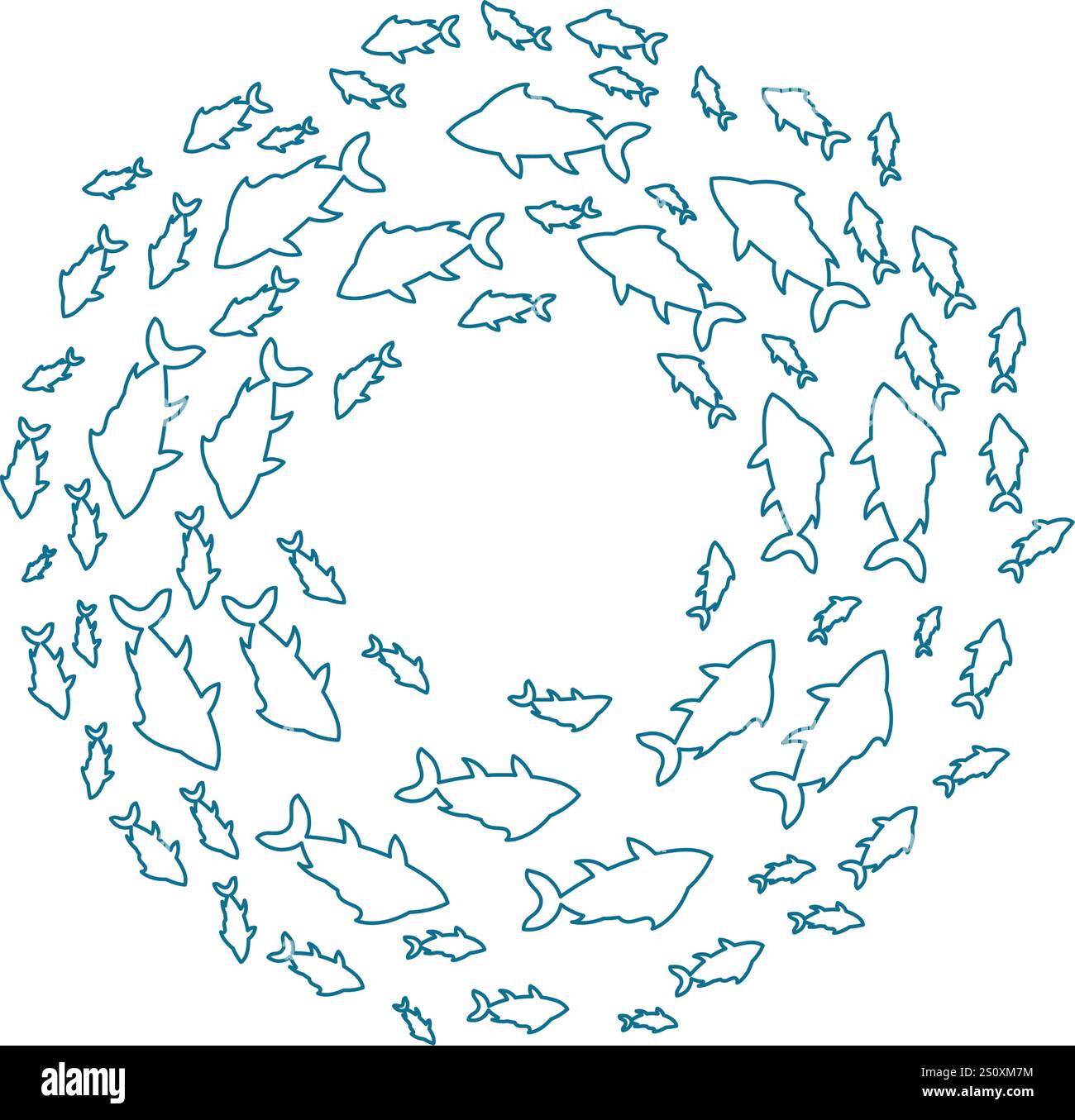 Outline Fish School Silhouette Stock Vector Image & Art - Alamy