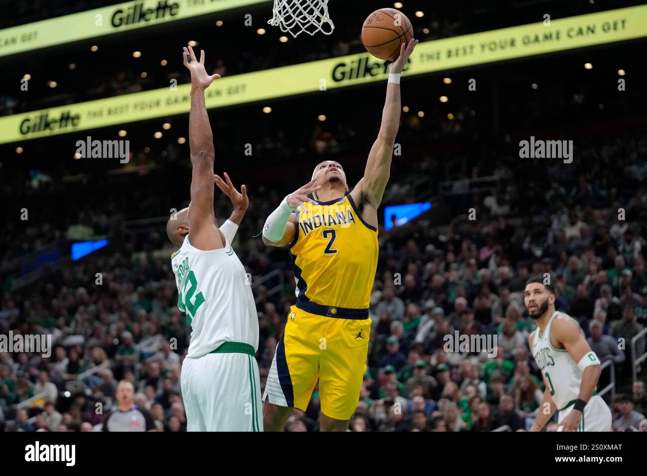 Indiana Pacers guard Andrew Nembhard (2) takes a shot at the basket in ...