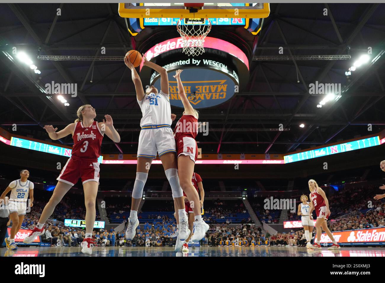 UCLA Bruins center Lauren Betts (51) shoots the ball against Nebraska ...