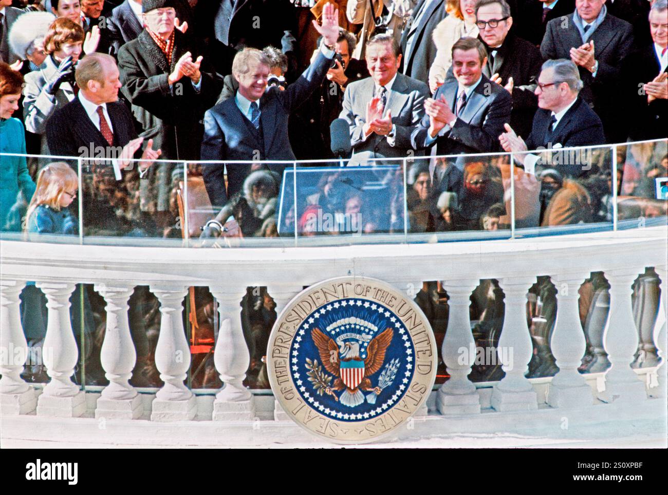 United States President Jimmy Carter waves following his taking the ...