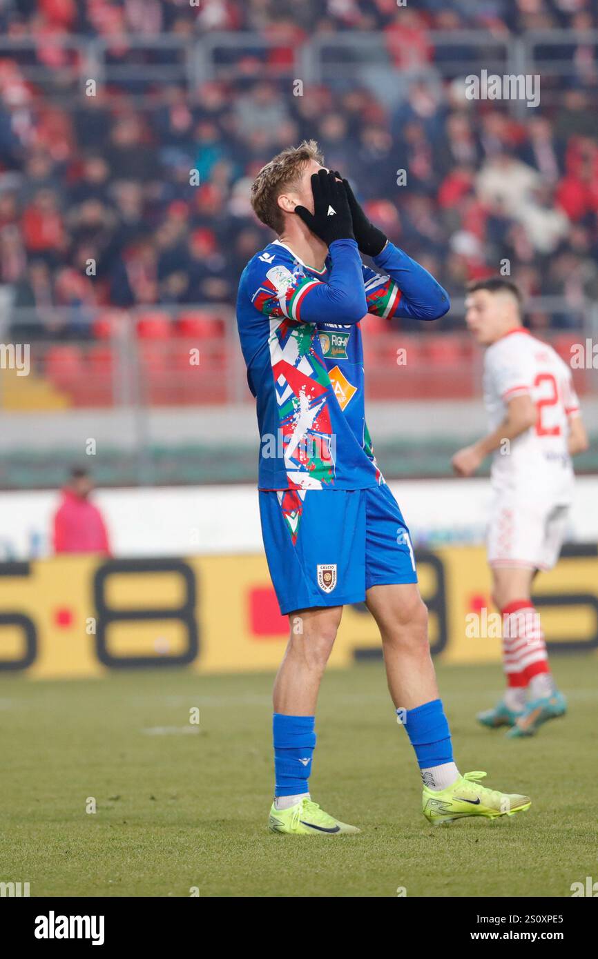 Mantova, Italy. 29th Dec, 2024. Lorenzo Libutti of Reggiana FC reacts ...
