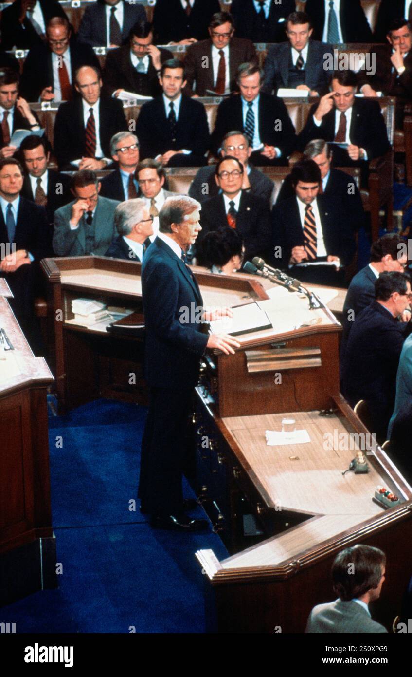 United States President Jimmy Carter delivers his State of the Union ...