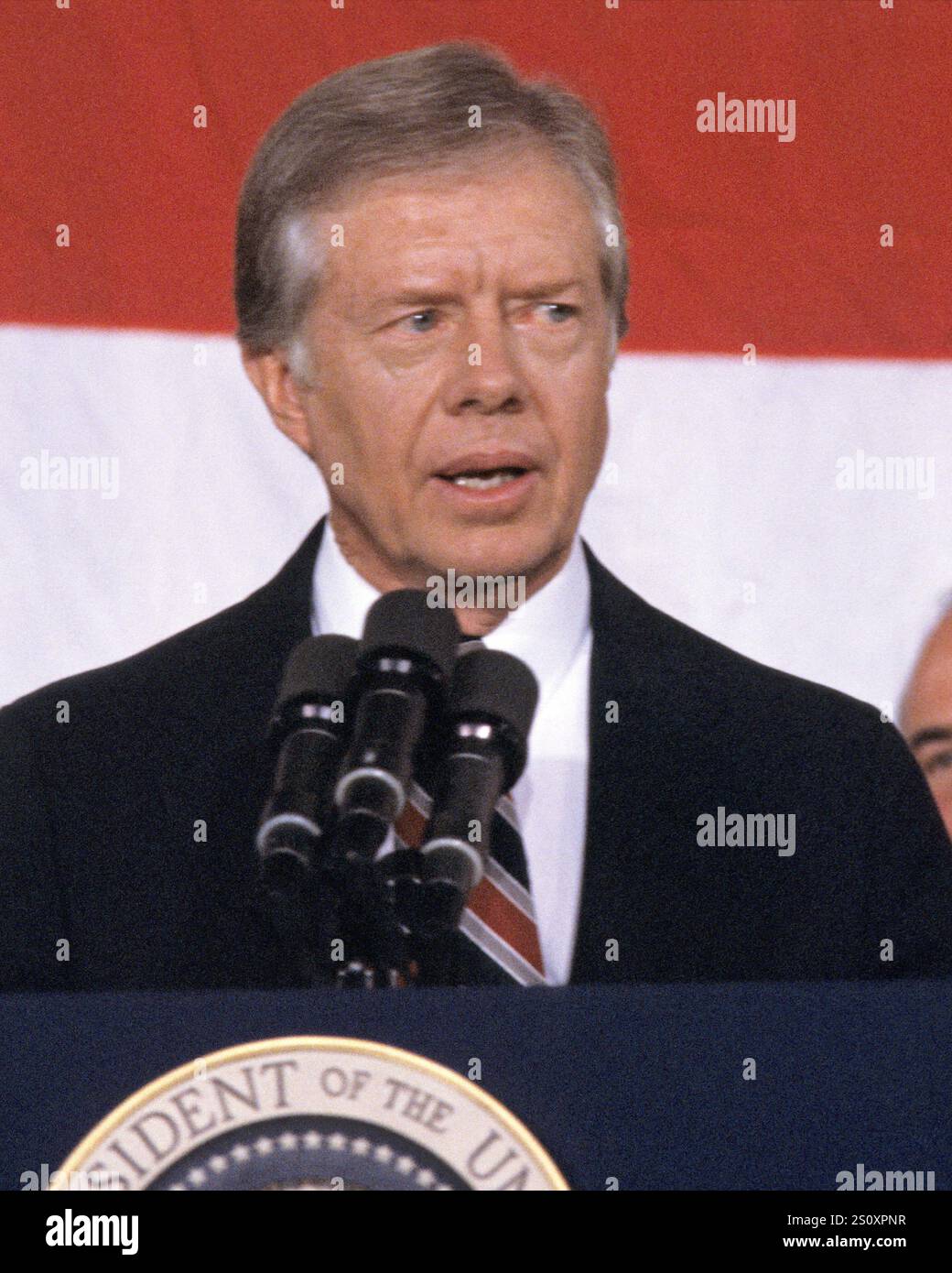 United States President Jimmy Carter makes remarks conceding the ...