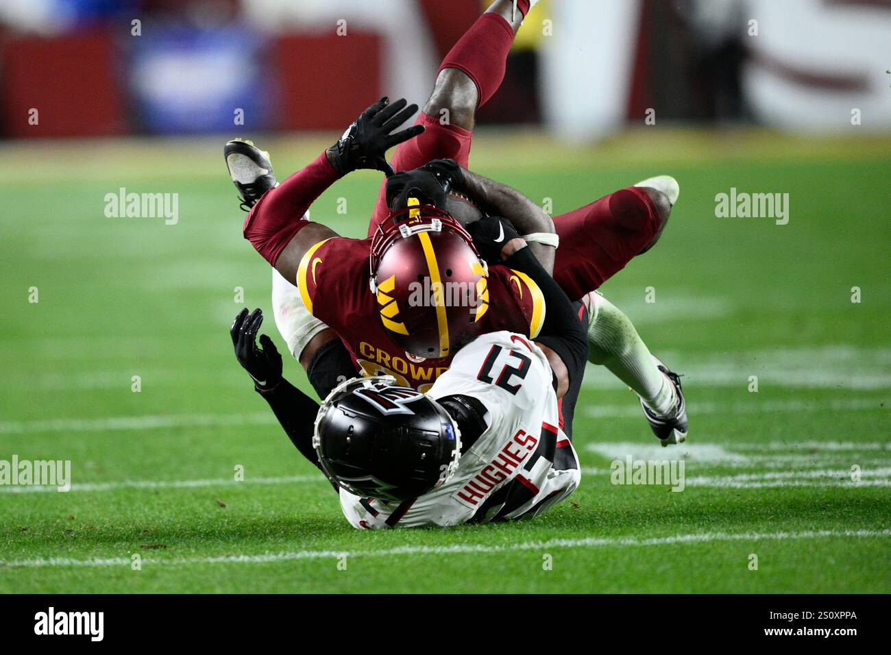 Washington Commanders wide receiver Jamison Crowder is tackled by ...