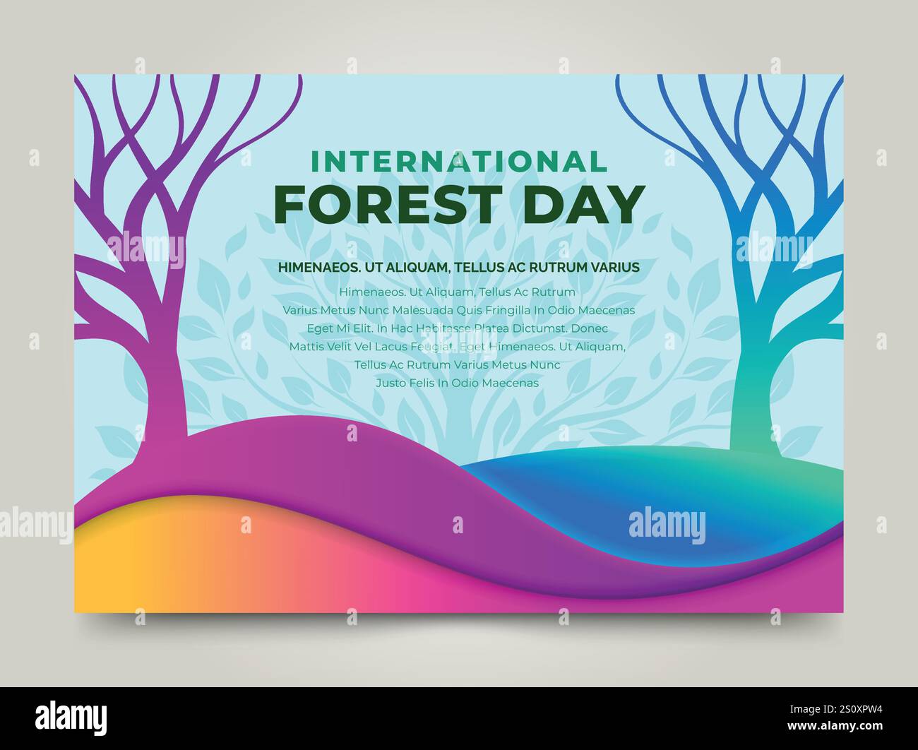 International forest day Banner with colorful trees vector design Stock ...