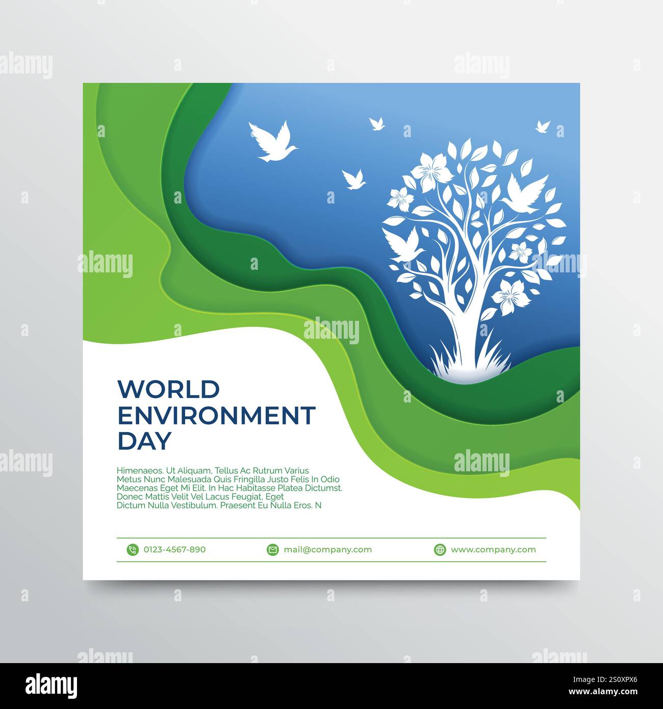 World Environment Day Banner or Poster with paper cut and tree ...