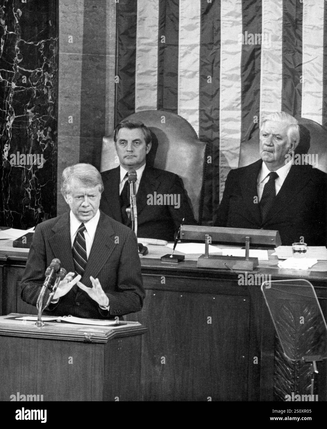 United States President Jimmy Carter, lower left, addresses a joint ...