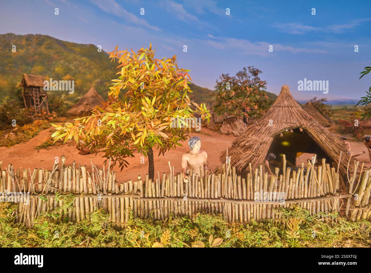 A villager guarding, watching at the fence line, a typical look at life ...