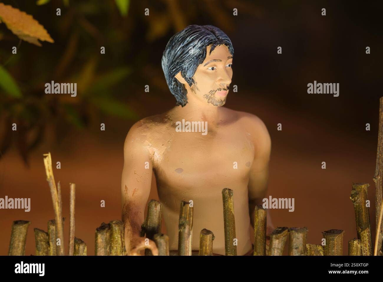 A villager guarding, watching at the fence line, a typical look at life ...