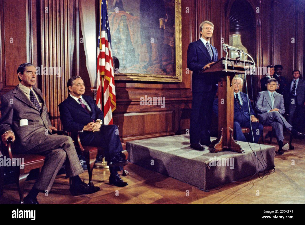 United States President-elect Jimmy Carter meets reporters after ...
