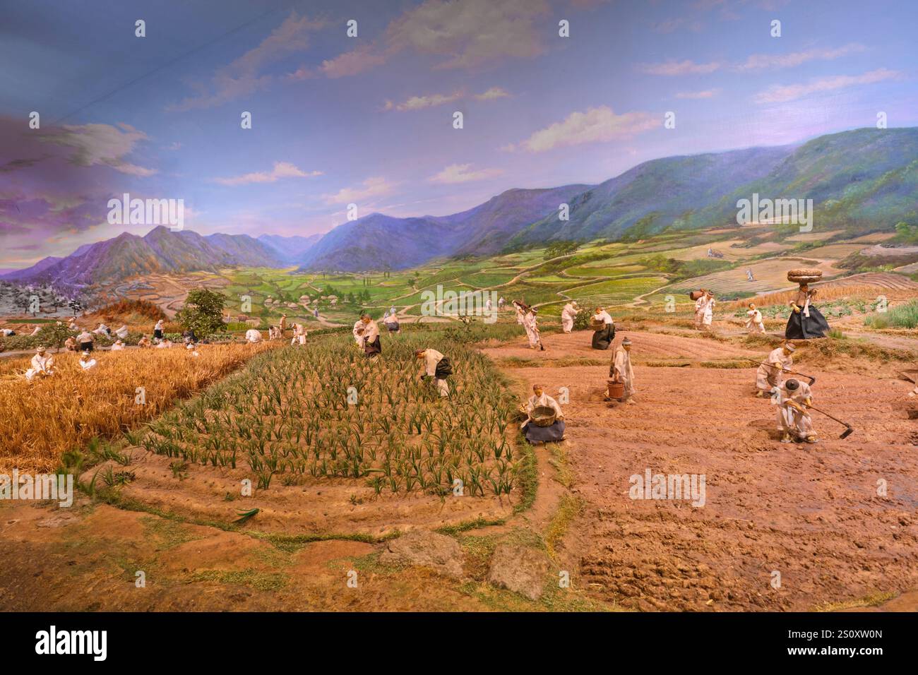 Villagers, workers busy working the area fields, land, raising and ...