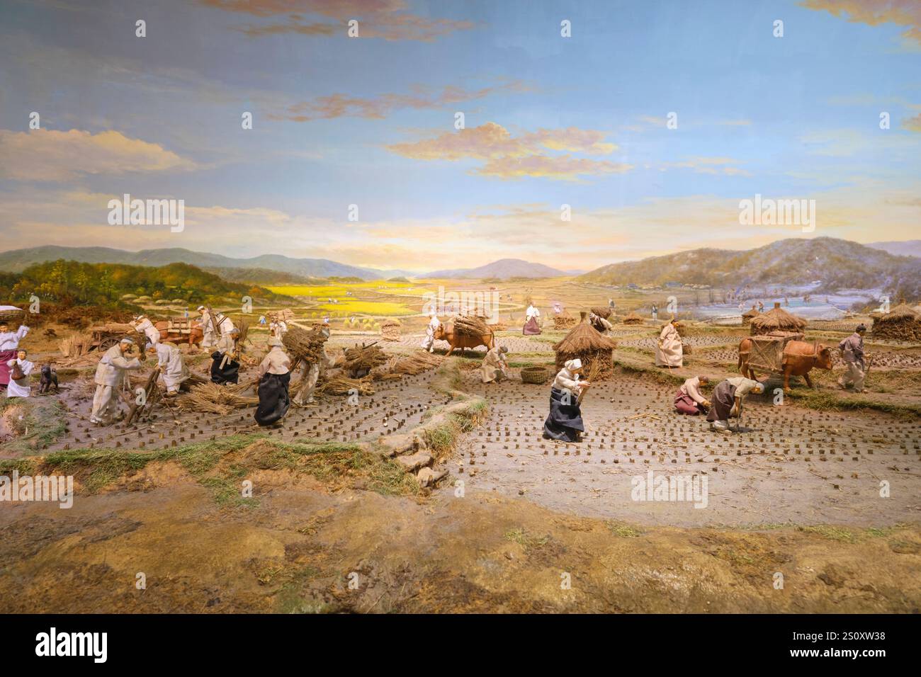 Villagers, workers busy working the area fields, land, raising and ...