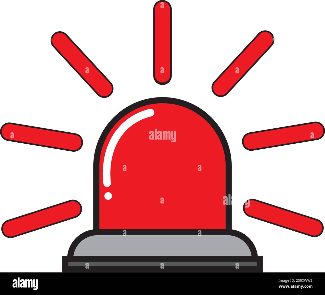 Siren fire alarm sign, signal danger light symbol, ambulance police ...