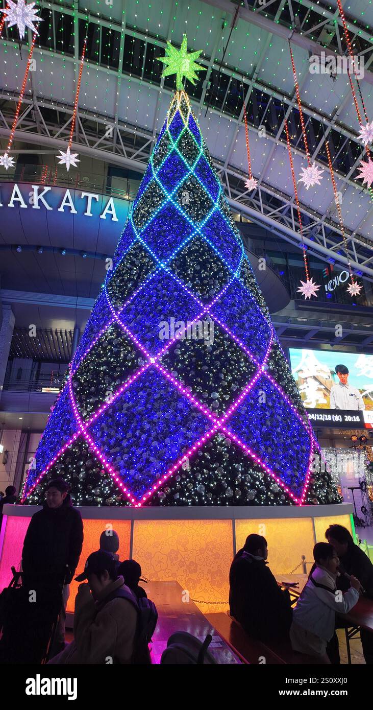 December 18, 2024 Night illumination at Hakata Station, Hakata Ward ...