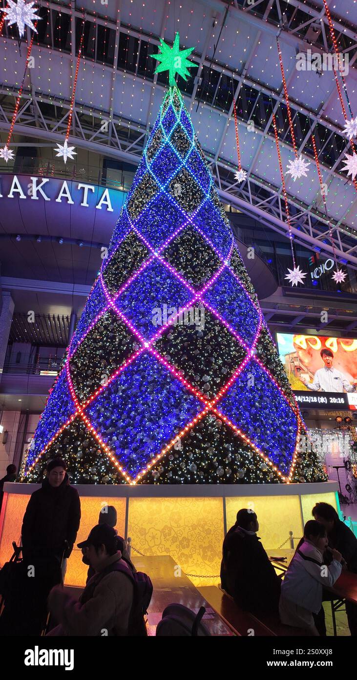 December 18, 2024 Night illumination at Hakata Station, Hakata Ward ...