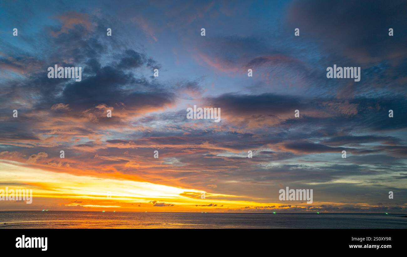 aerial view beautiful sky in sunset at horizon at Kata beach Phuket ...