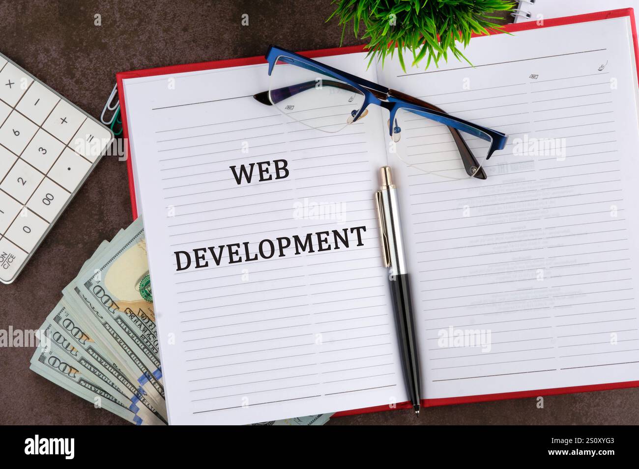 Concept word WEB DEVELOPMENT It is written in a business book in a ...