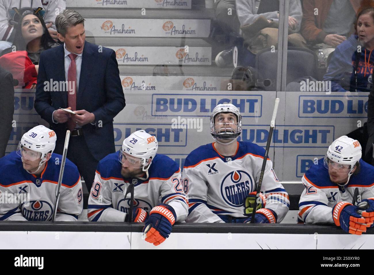 Edmonton Oilers head coach Kris Knoblauch yells at the players during ...