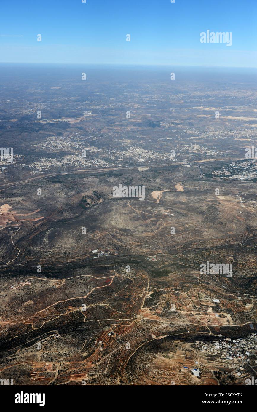 Aerial view of the mountains and villages in Samaria, Palestine Stock ...